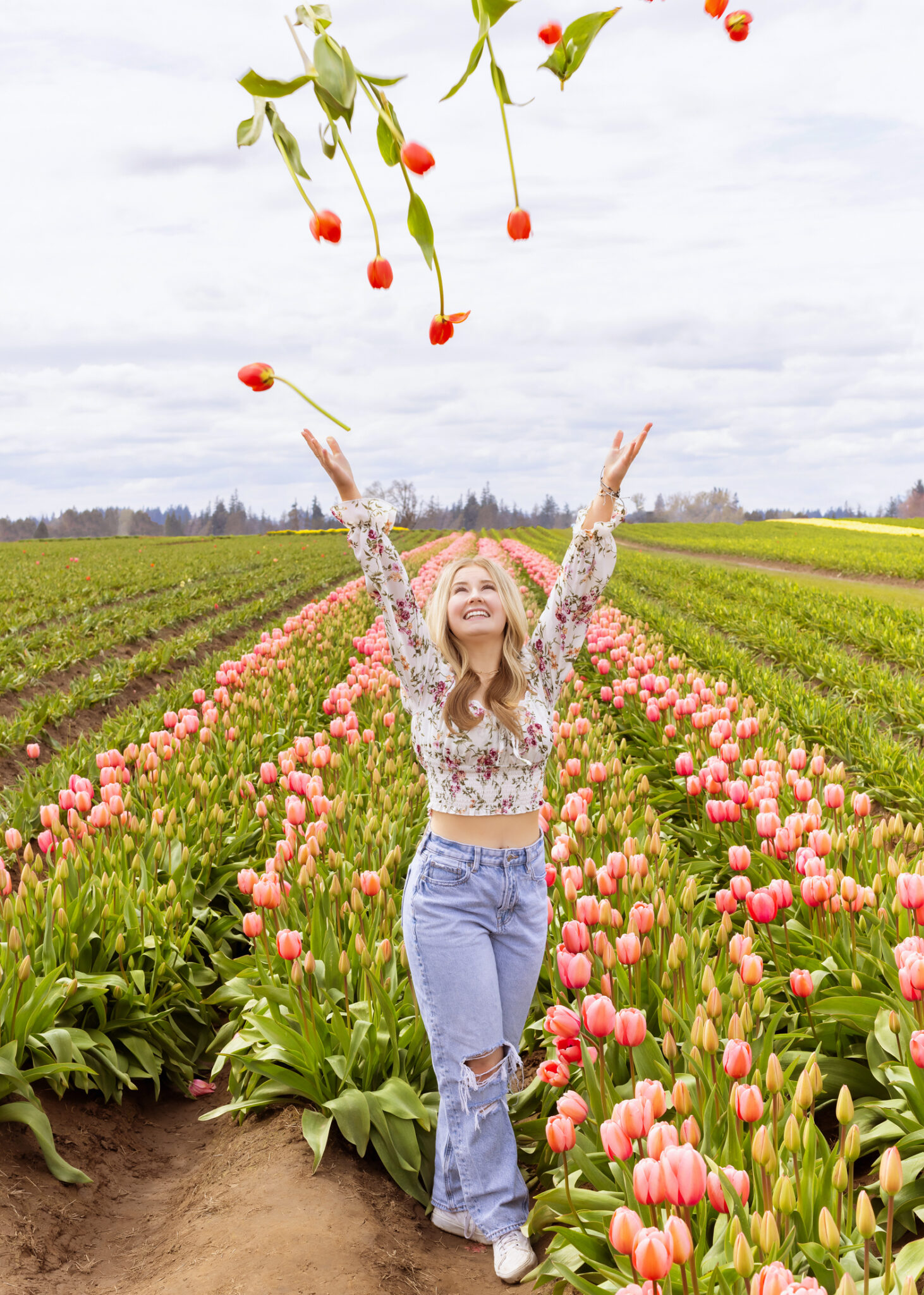 Bailey in the tulips | Wooden Shoe Tulip Farm, Woodburn Oregon ...